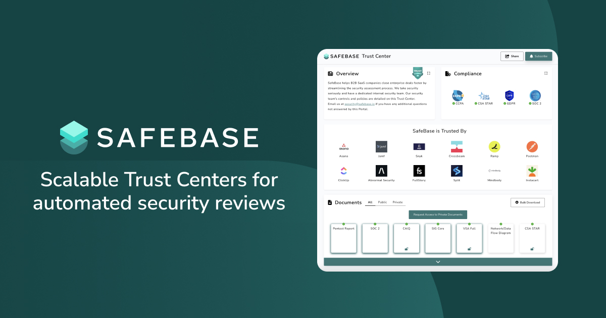 The leading Trust Center Platform to build customer trust | SafeBase